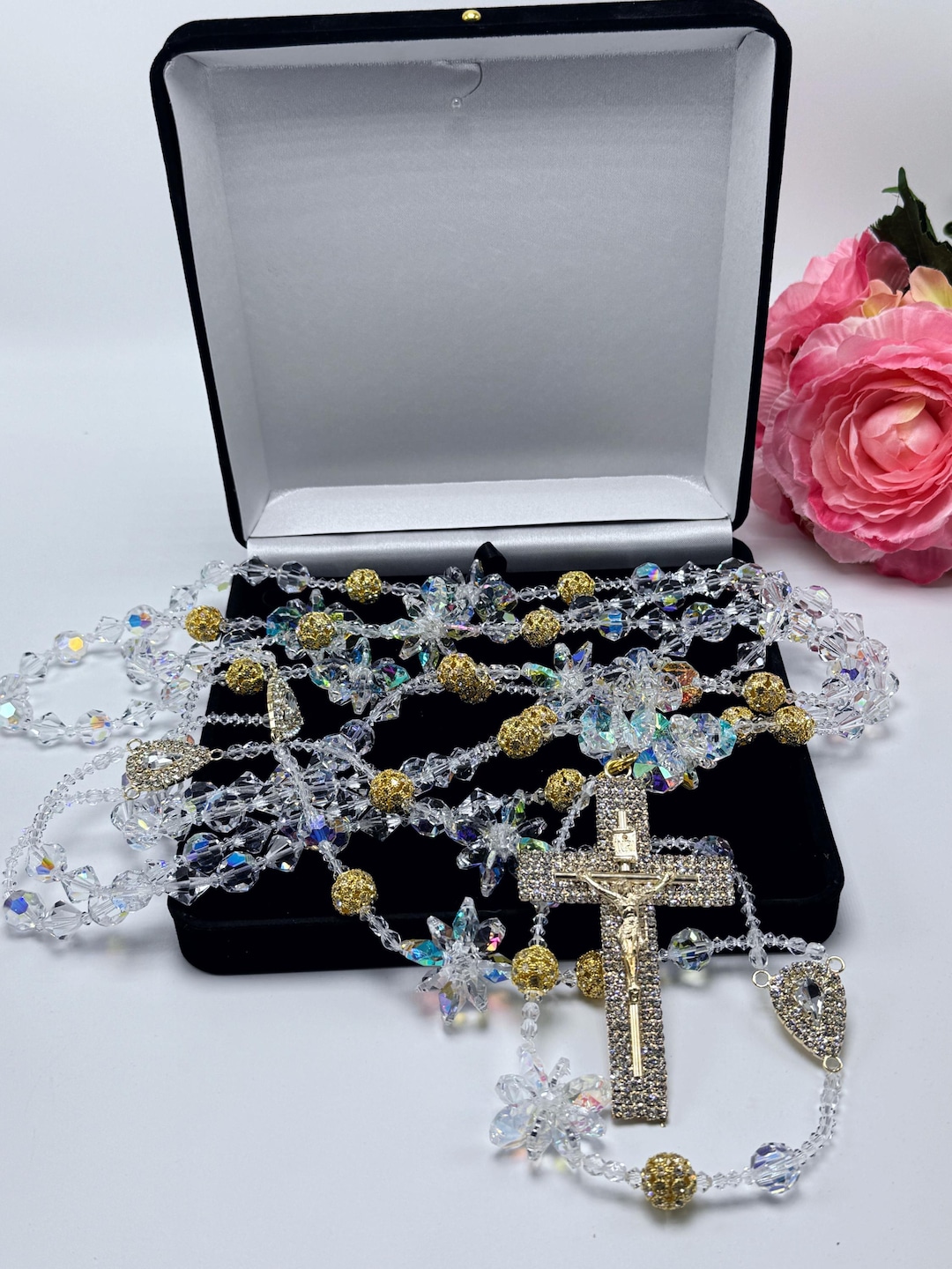 Swarovski Crystal Wedding Lasso and Matching Rosary Set and AB Crystal ...