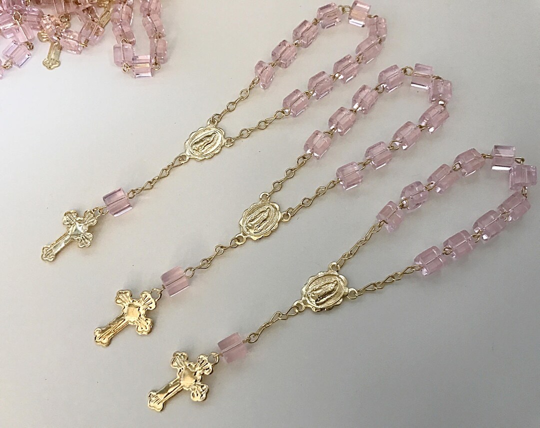 40 Pc Glass Cubes Baptism Favors Decades/ Mini Rosary / Communion ...