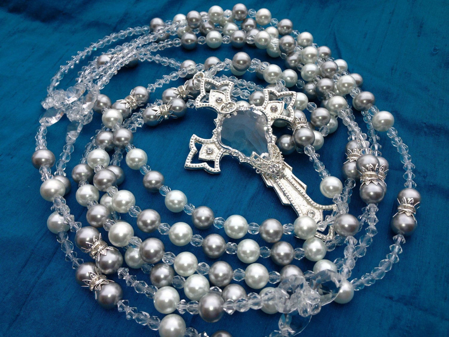 Silver and White Crystal Pearls Wedding Lasso/ Wedding Rope/ - Etsy