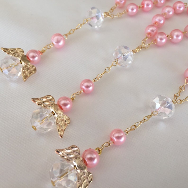 60 pcs Angel baptism favors/ pink crystal pearls /communion | Etsy