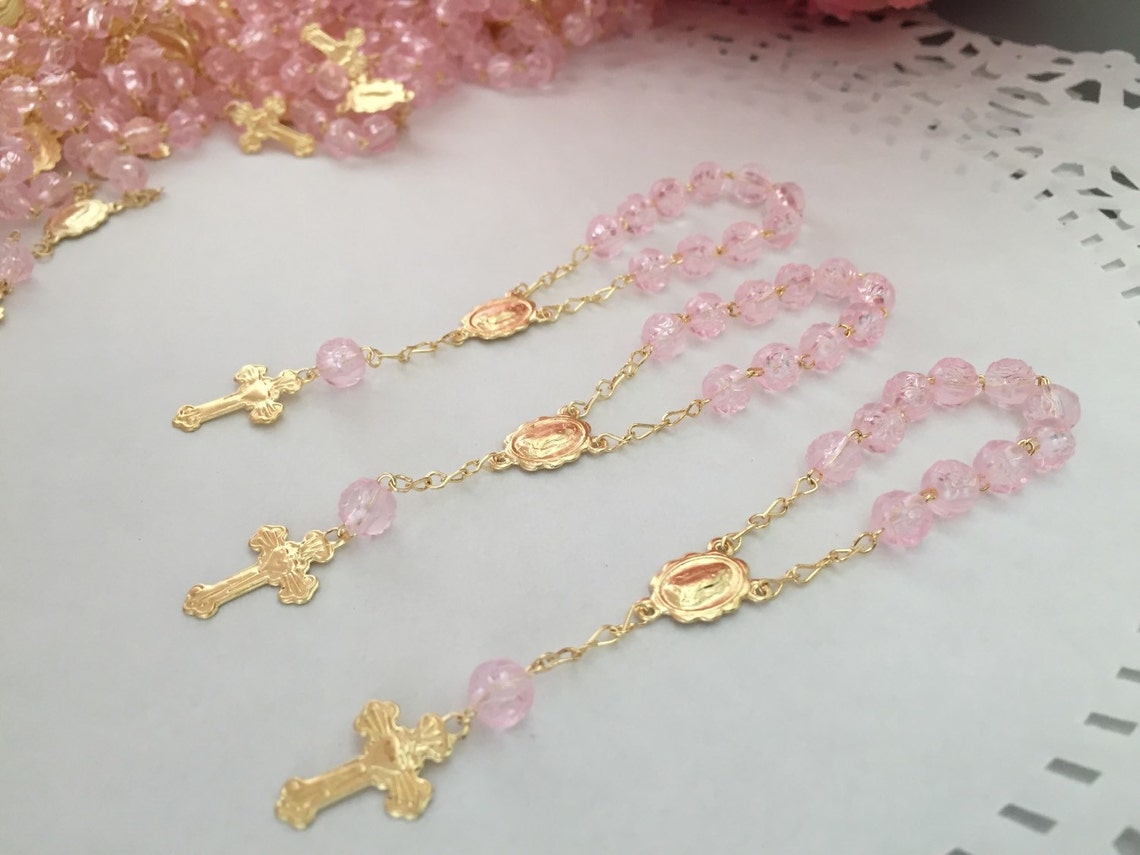 200 Baptism Favors/ Mini Rosaries/ Pink/ Mini Rosarios/ Comunnion ...