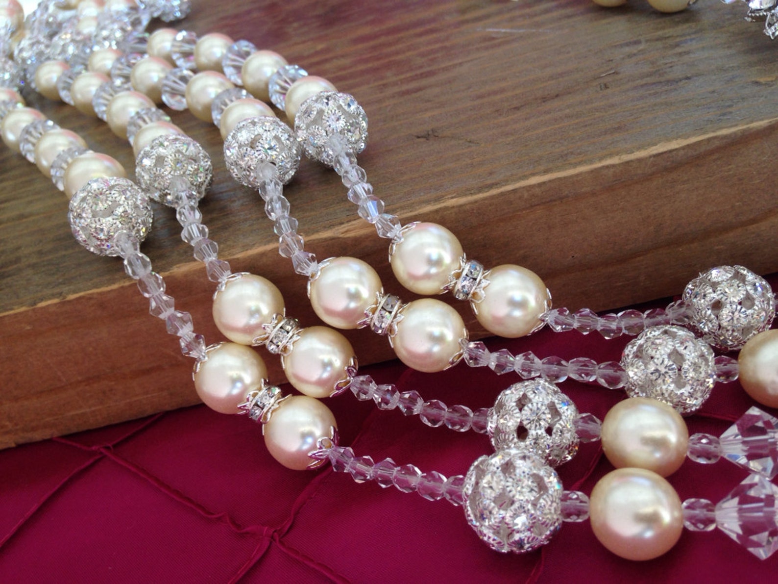 White Pearls Wedding Lasso/ Crystal Wedding Lasso/ Swarovski 12mm ...