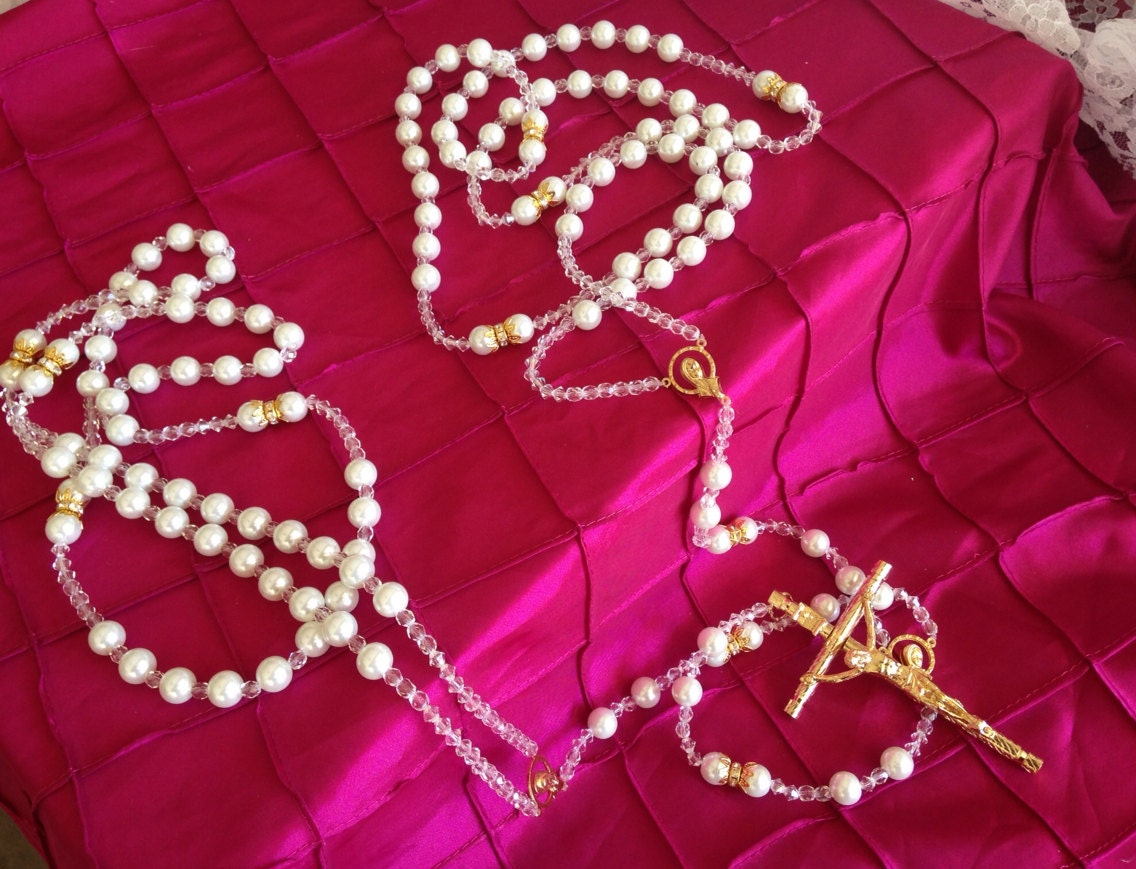 White Crystal Pearls Wedding lasso Gold plated/ Lazo de boda | Etsy