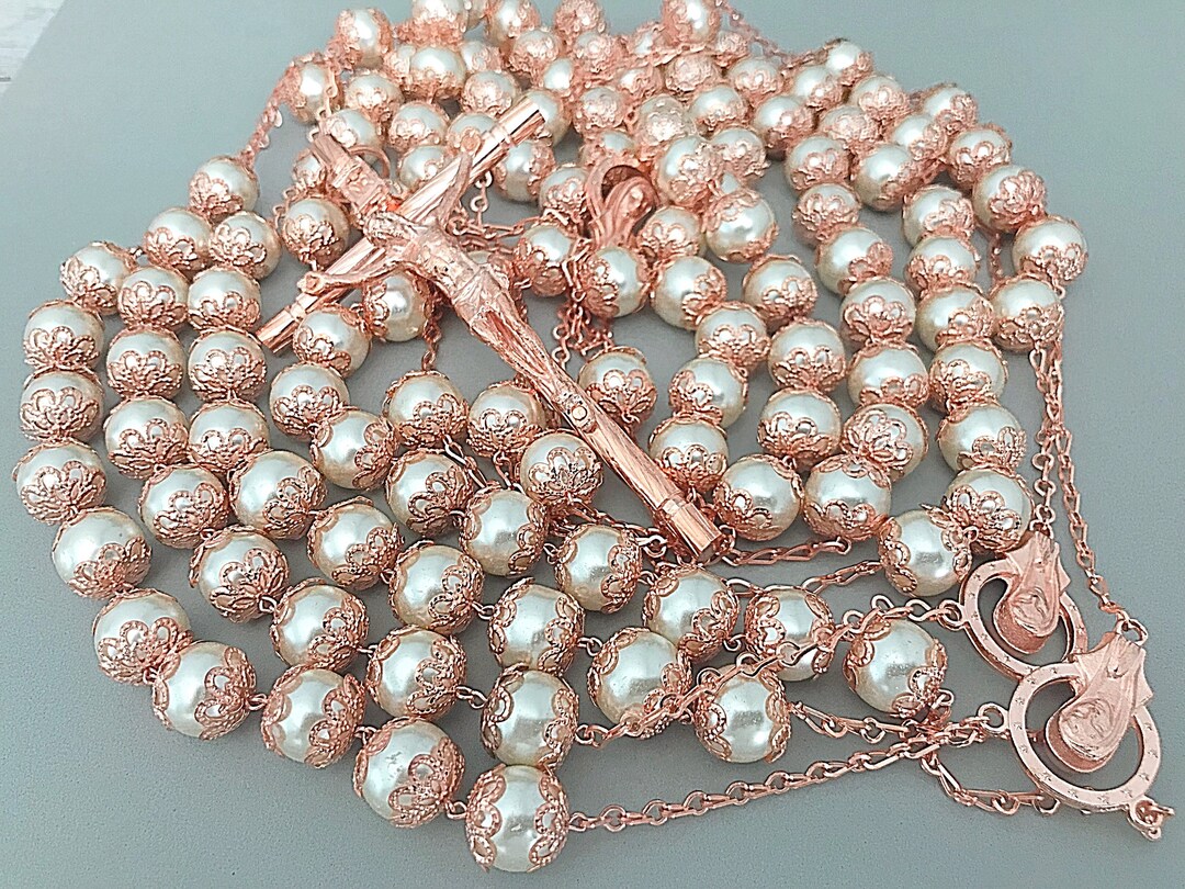 Swarovski Crystal Pearls Wedding Lasso Rose Gold Tone /lasso De Boda En ...