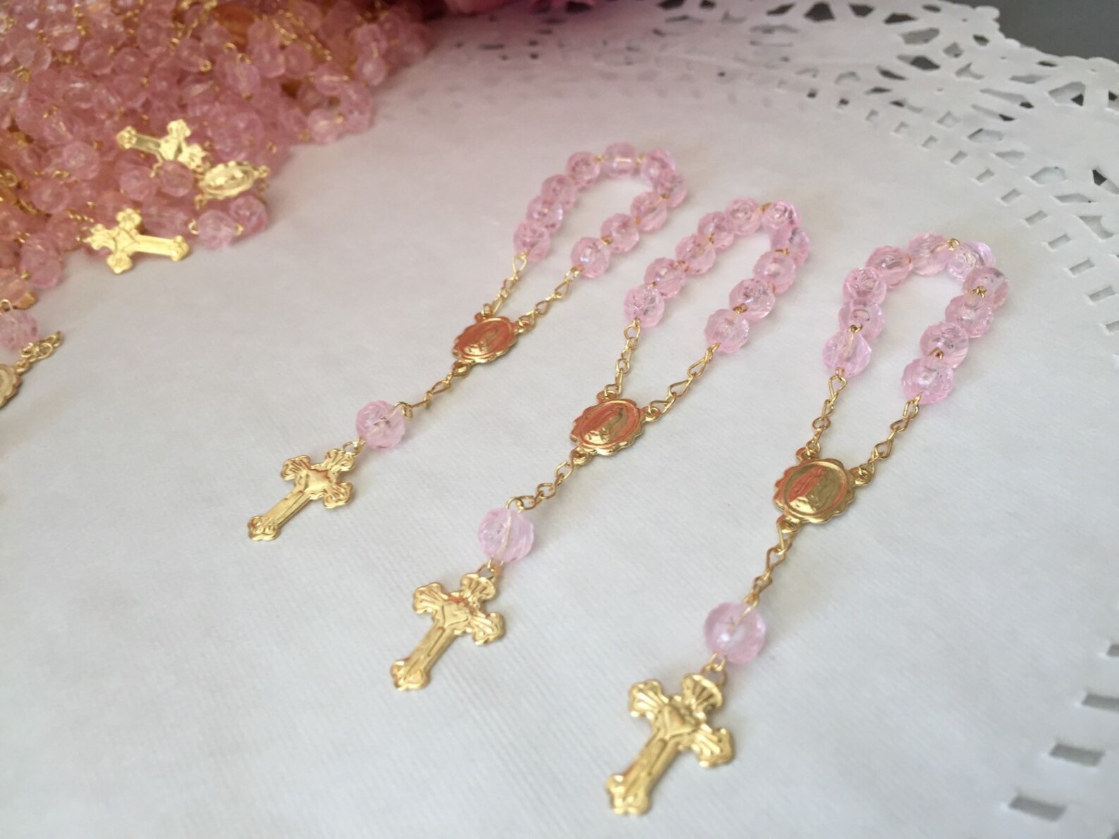 200 Baptism Favors/ Mini Rosaries/ Pink/ Mini Rosarios/ Comunnion ...