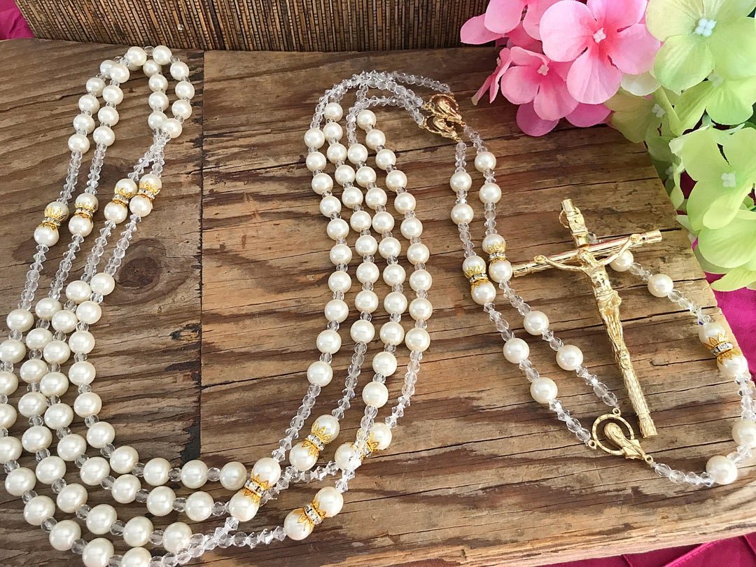 Crystal Pearls Wedding Lasso Gold Plated /lasso De Bodas En Perlas De ...