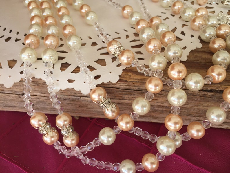 Blush Color Pearl Wedding Lasso Swarovski Crystal Pearls | Etsy