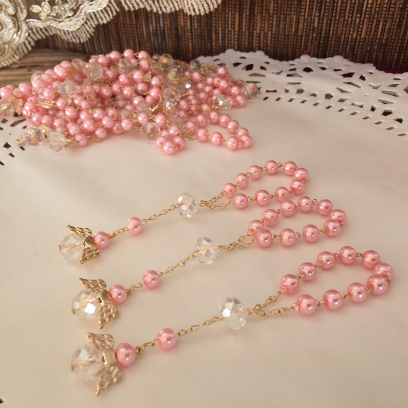 60 Pcs Angel Baptism Favors/ Pink Crystal Pearls /communion - Etsy