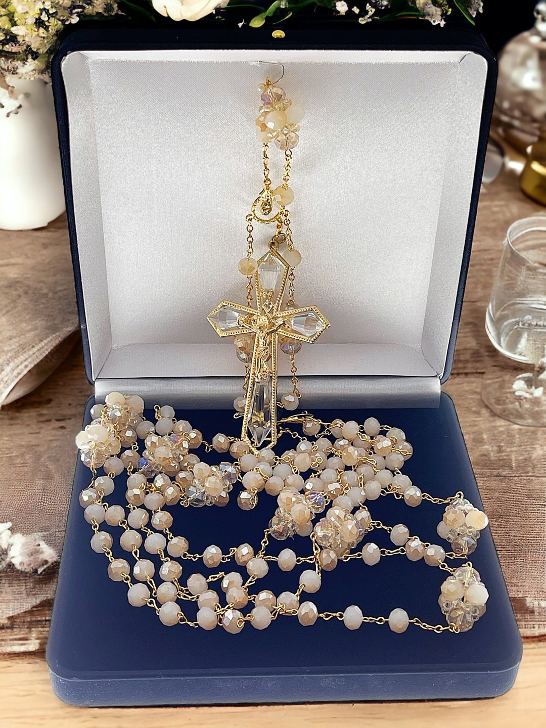 FAST SHIPPING Ivory Gold Cut Crystal Wedding Lasso Gold Tone Finish ...
