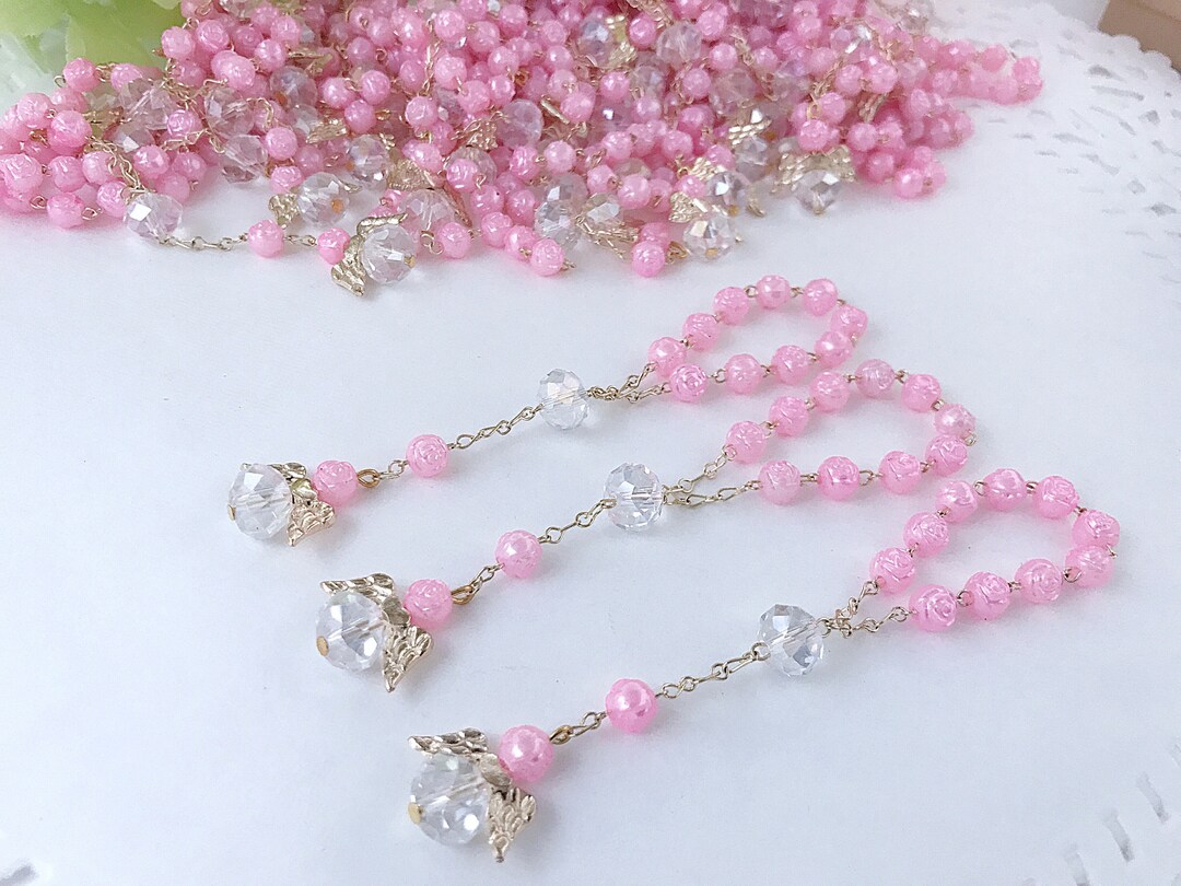 55 Angel Baptism Favors/ Pink Gold Plated Communion Favors/ Recuerditos ...
