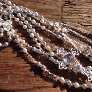 Silver and White Crystal Pearls Wedding Lasso/ Wedding Rope/ Wedding ...