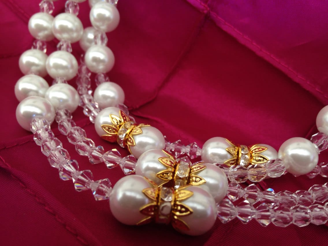 White Crystal Pearls Wedding lasso Gold plated/ Lazo de boda | Etsy