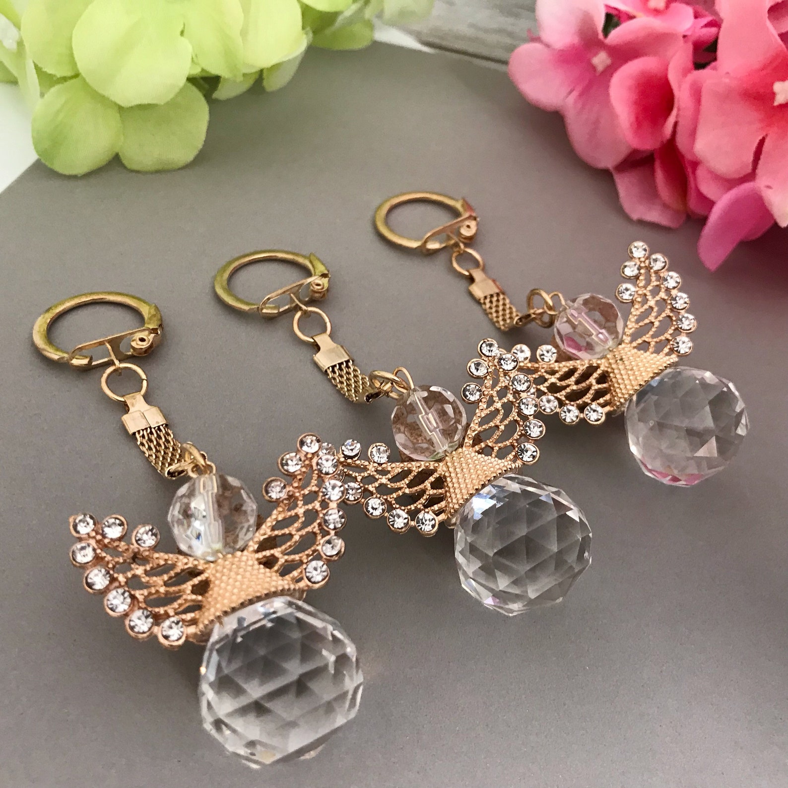 80 Angel Keychains for Baptism Favors With 80 Organza Bags / | Etsy