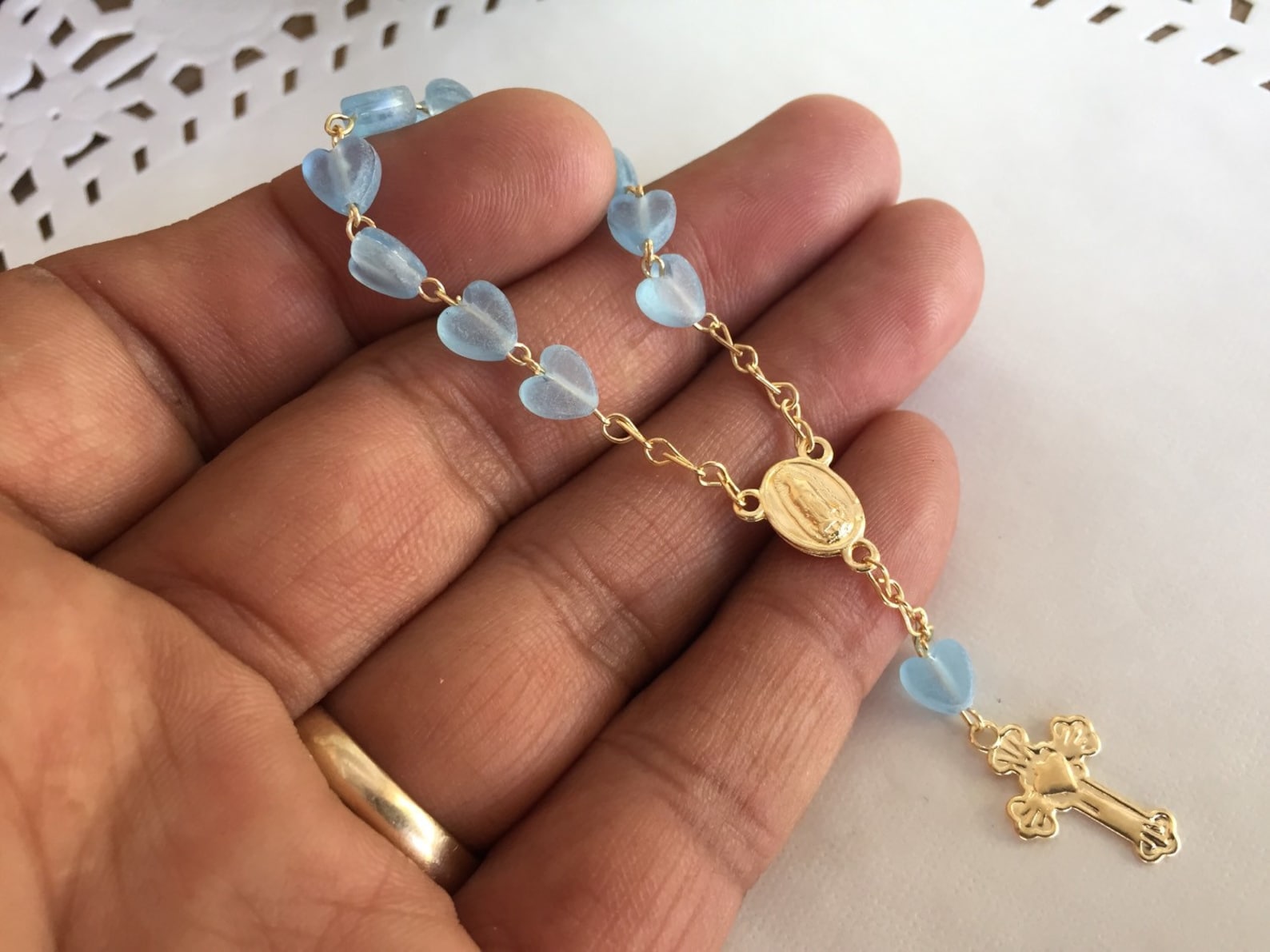 25pc Mini Rosary Baptism Favors Baby Blue Tiny Hearts/ Silver - Etsy