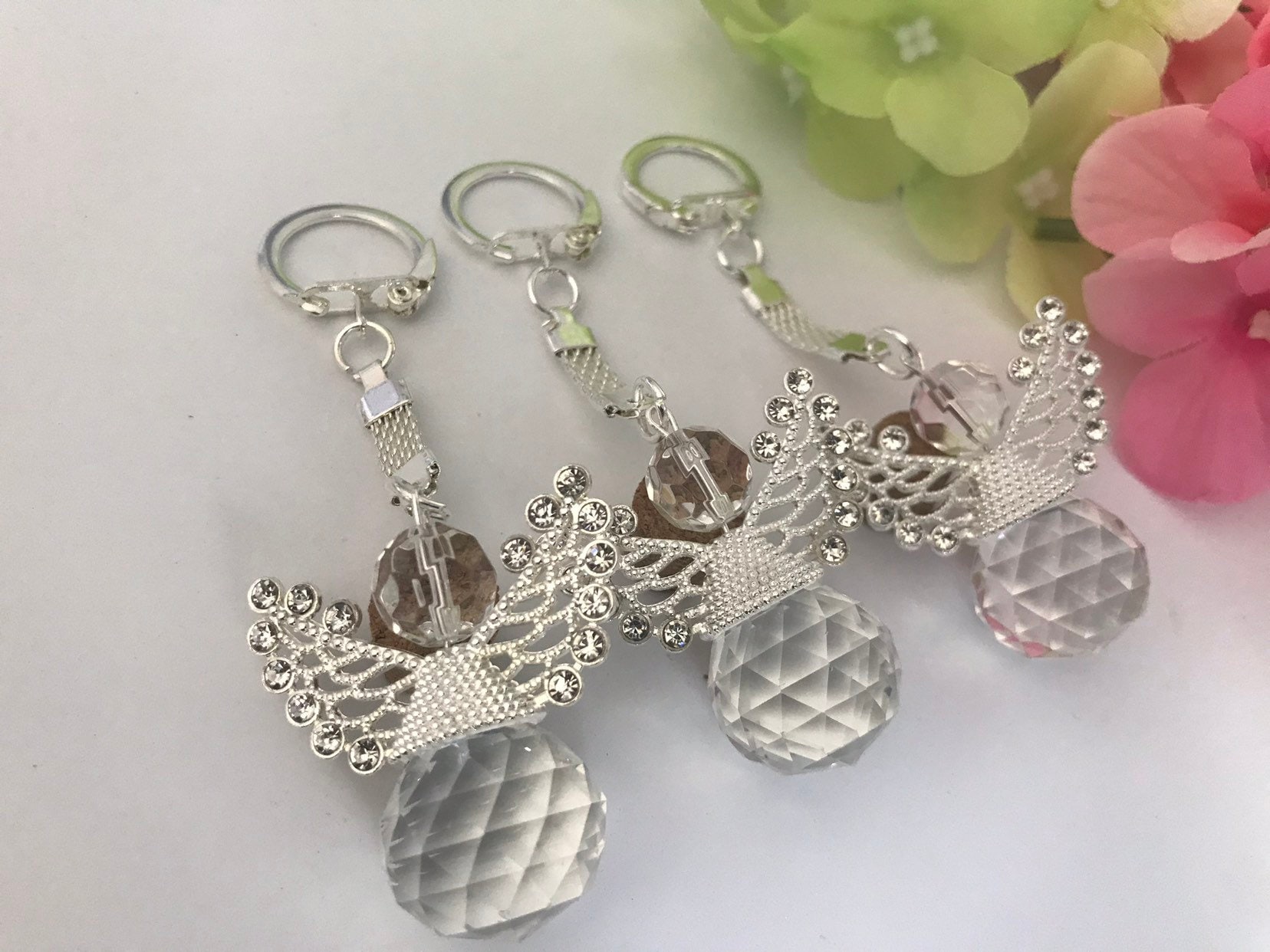 24 Angel keychains for Baptism favors with 24 organza bags | Etsy