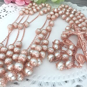 Swarovski Crystal Pearls Wedding Lasso Rose Gold Tone /lasso De Boda En ...