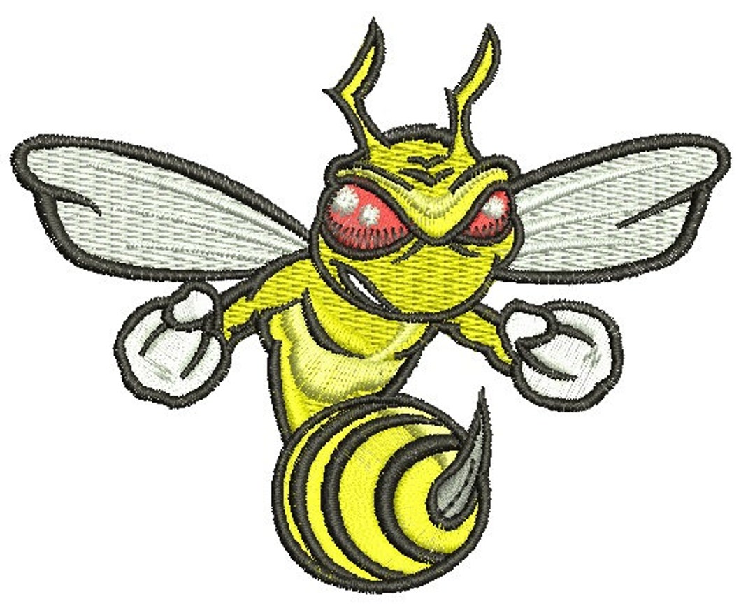 Angry Hornet With Red Eyes Machine Embroidery Design 9575mm3.83inc11000 ...