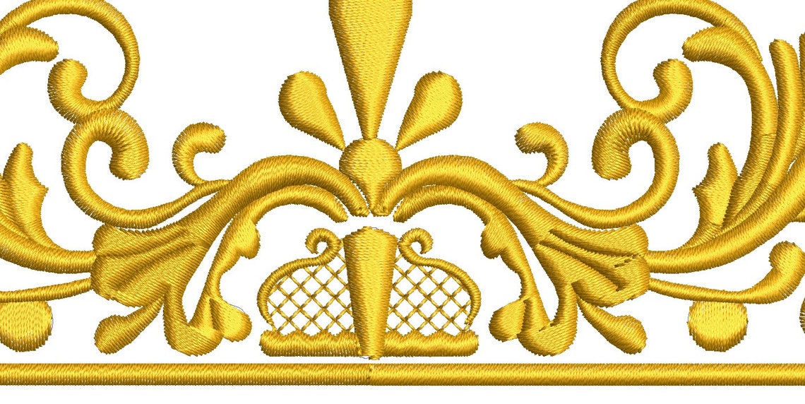 Crown and Baroque Border Machine Embroidery Design Instantly - Etsy