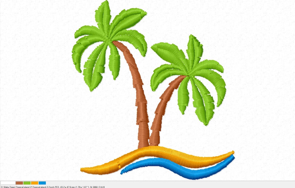Tropical Island Embroidery Design Instantly Download | Etsy