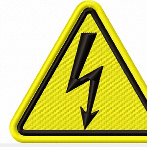 Electrician Sign Yellow Triangle and Lightning Machine Embroidery ...