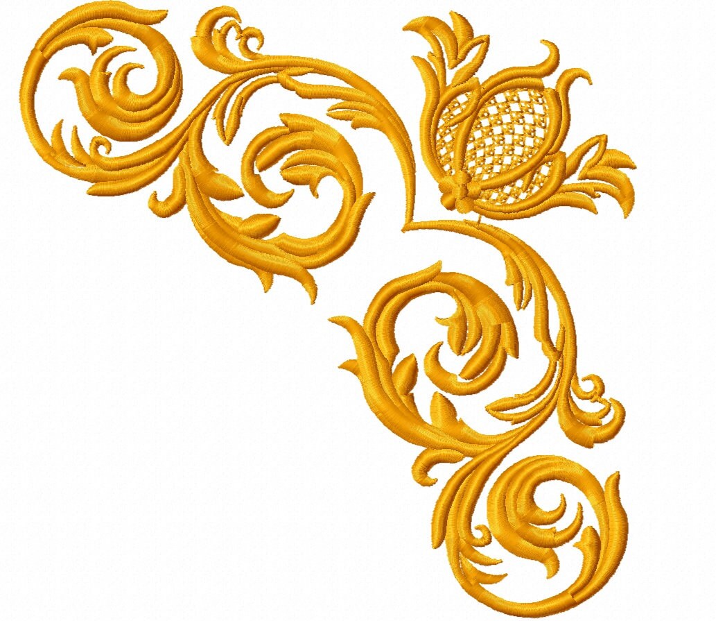 Corner Baroque Pattern Border Machine Embroidery Design | Etsy