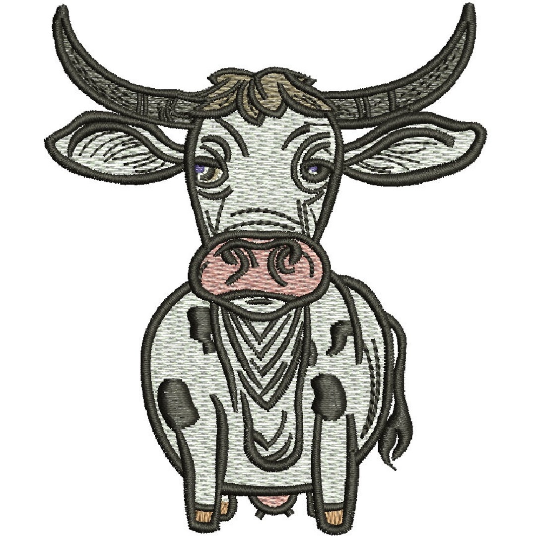 Texas Longhorn Cartoon Cow Bull Machine Embroidery Designs INSTANT ...