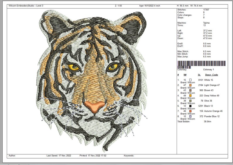 Tiger Machine Embroidery Design Tested - Etsy