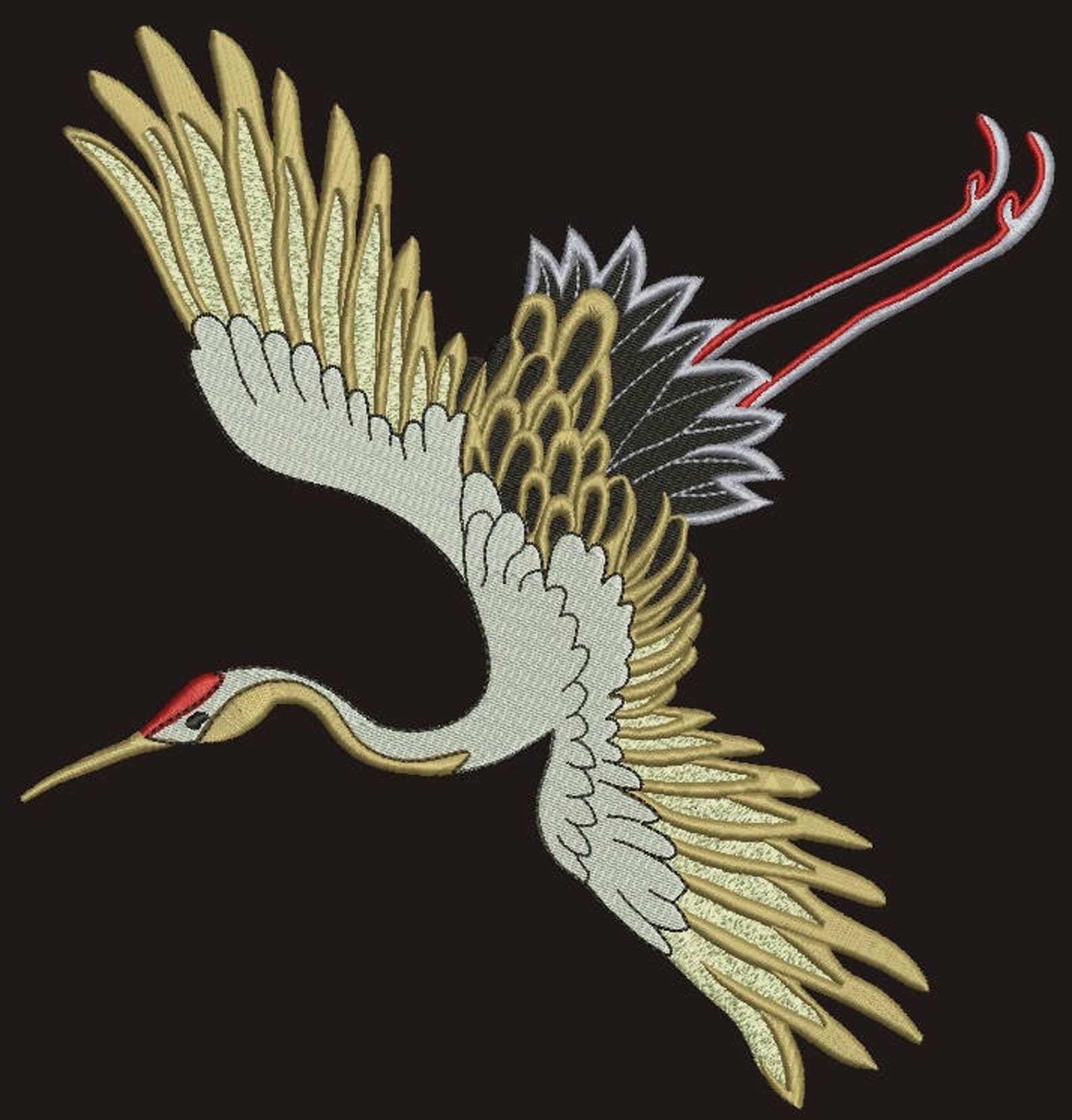 Crane Machine Embroidery Design | Etsy