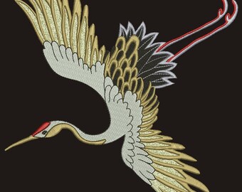 Manchurian Crane Embroidery Design | Etsy