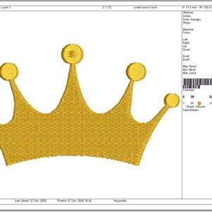 Small Simple Crown Embroidery Design - 4 Sizes - Instantly Download - Etsy