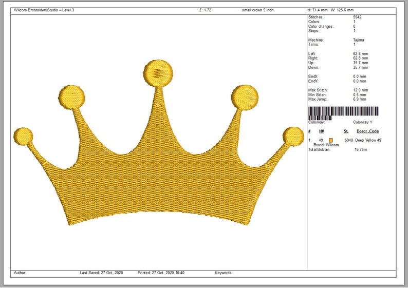 Small Simple Crown Embroidery Design 4 Sizes Instantly - Etsy