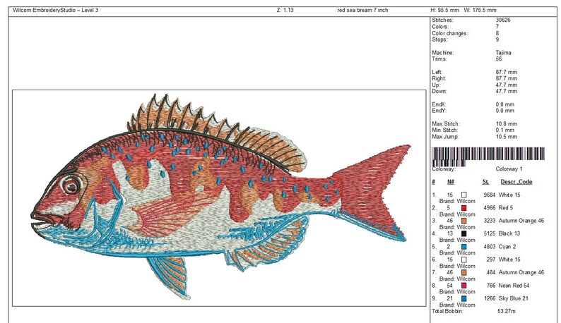 Red Sea Bream Fish Machine Embroidery Design Instant - Etsy