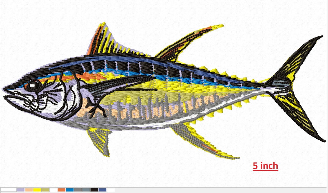 Yellowfin Tuna Machine Embroidery Design Instant Download - Etsy