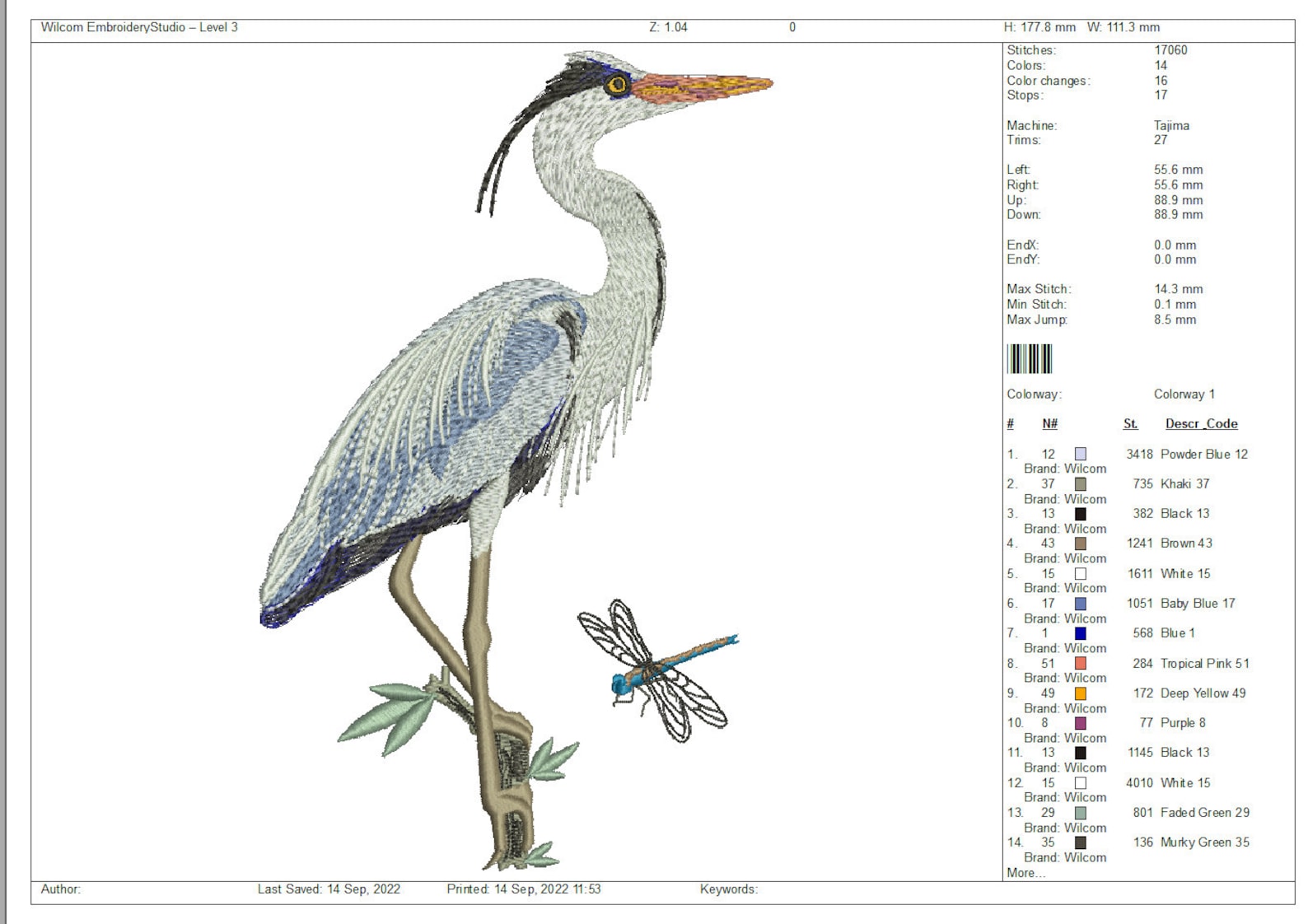 White Heron Embroidery Design - Etsy