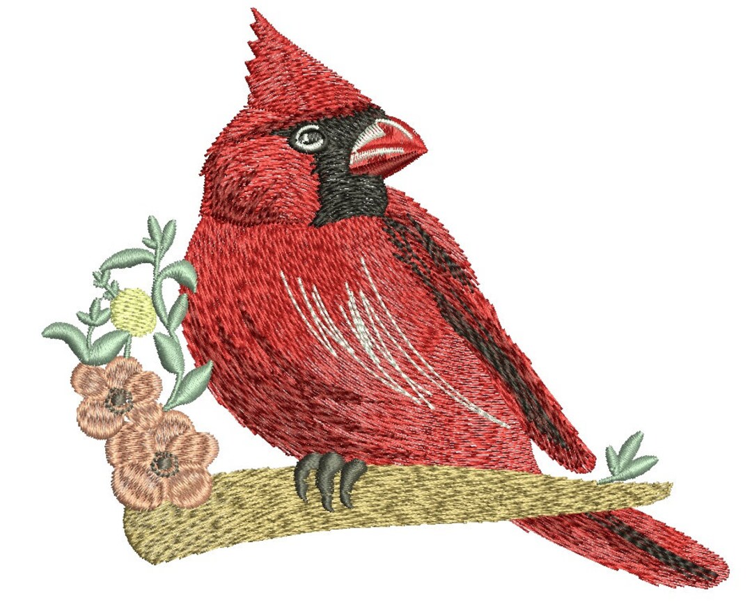 Cardinal Red Bird Machine Embroidery Design - - Etsy