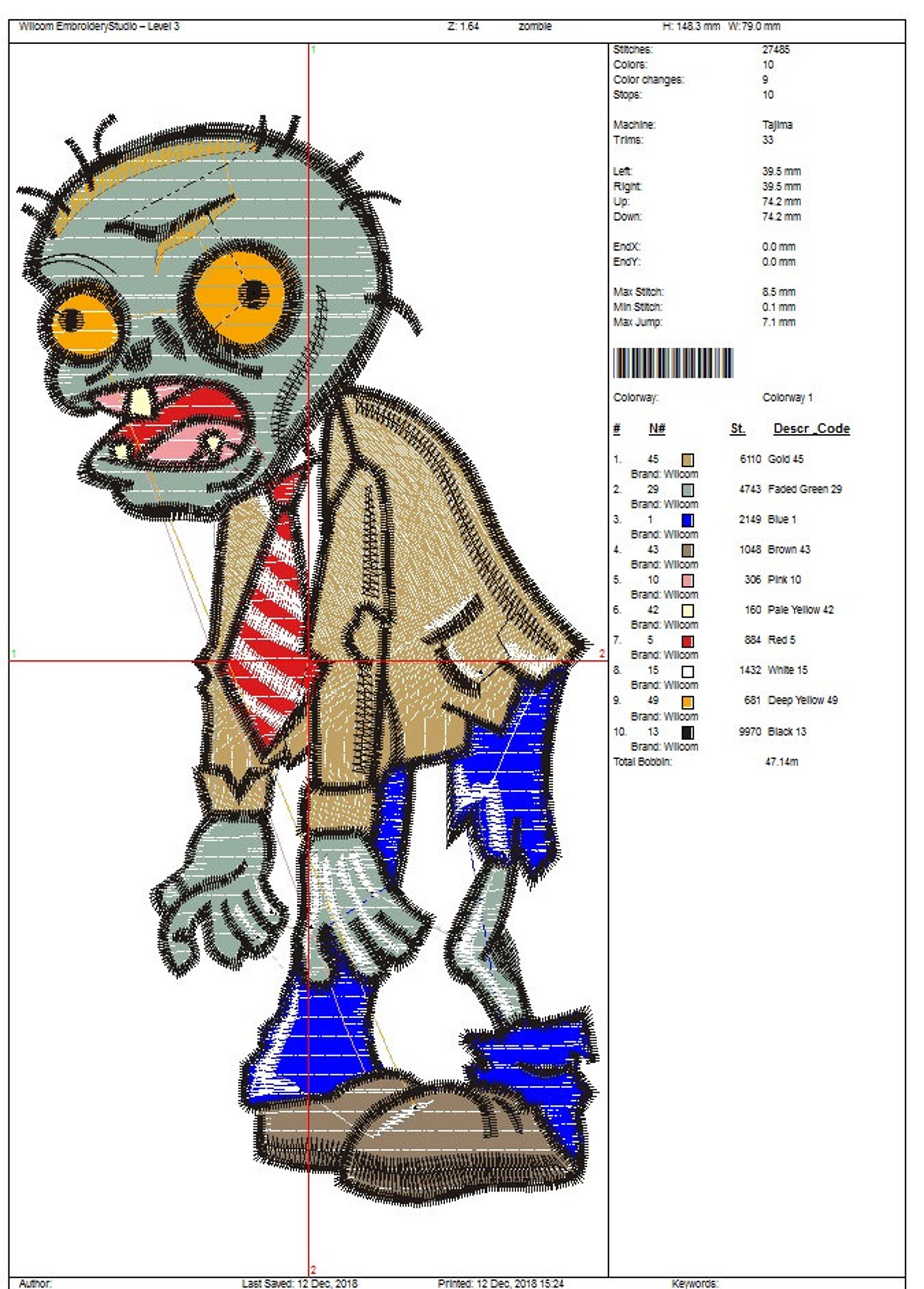 Zombie Embroidery Design Machine Embroidery Design Instant | Etsy