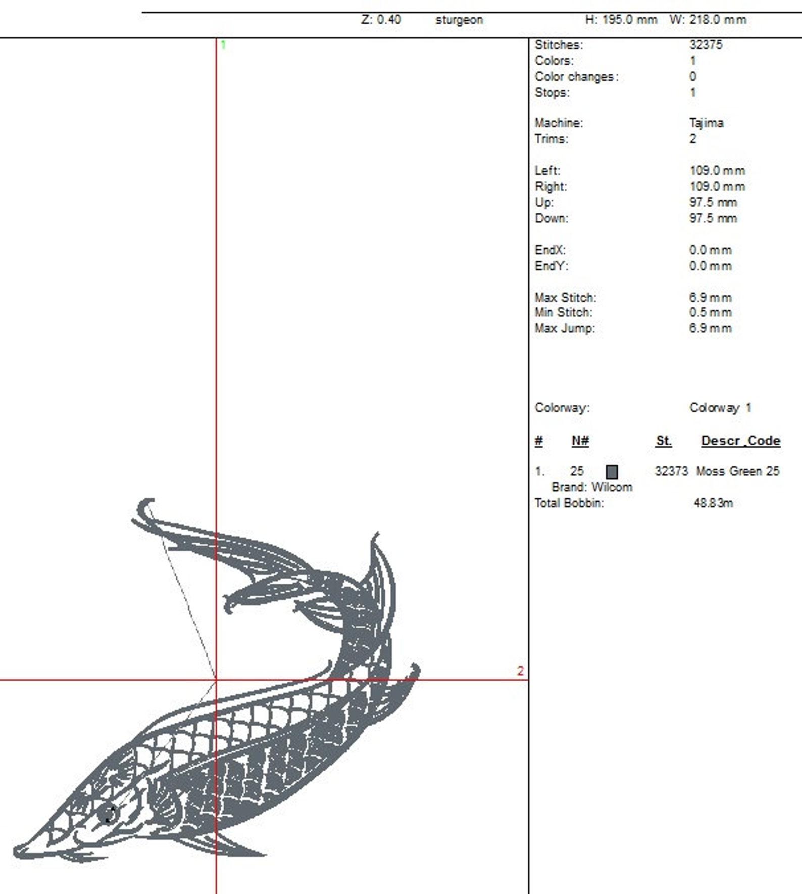 Sturgeon Machine Embroidery Designs Instantly Download Dense | Etsy