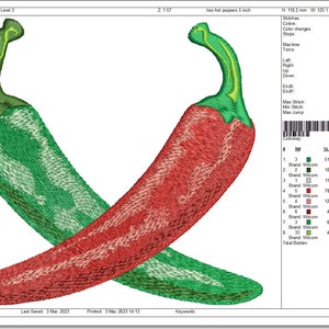 Two Hot Peppers Green and Red Machine Embroidery Designs - Etsy