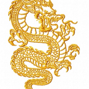Gold Chinese Dragon Machine Embroidery Design - Etsy