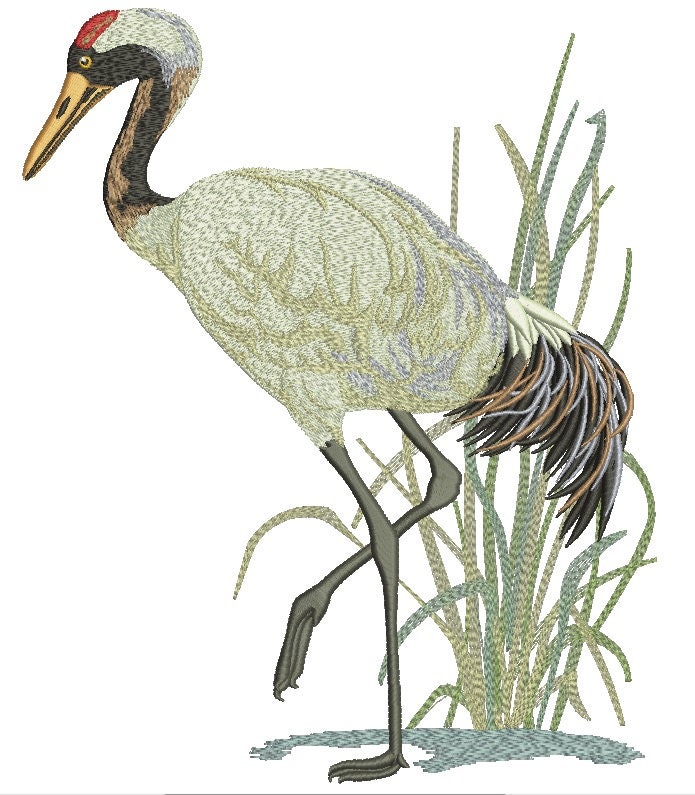 Manchurian Crane Embroidery Design | Etsy