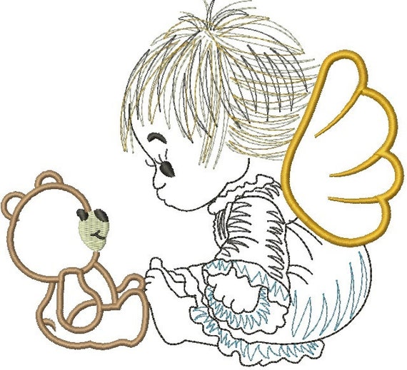 Angel Machine Embroidery Design | Etsy