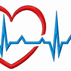 Heart and Pulse Human Heart Machine Embroidery Design / Instant ...