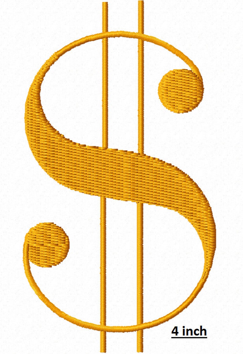Dollar Sign Machine Embroidery Design Instant Download - Etsy