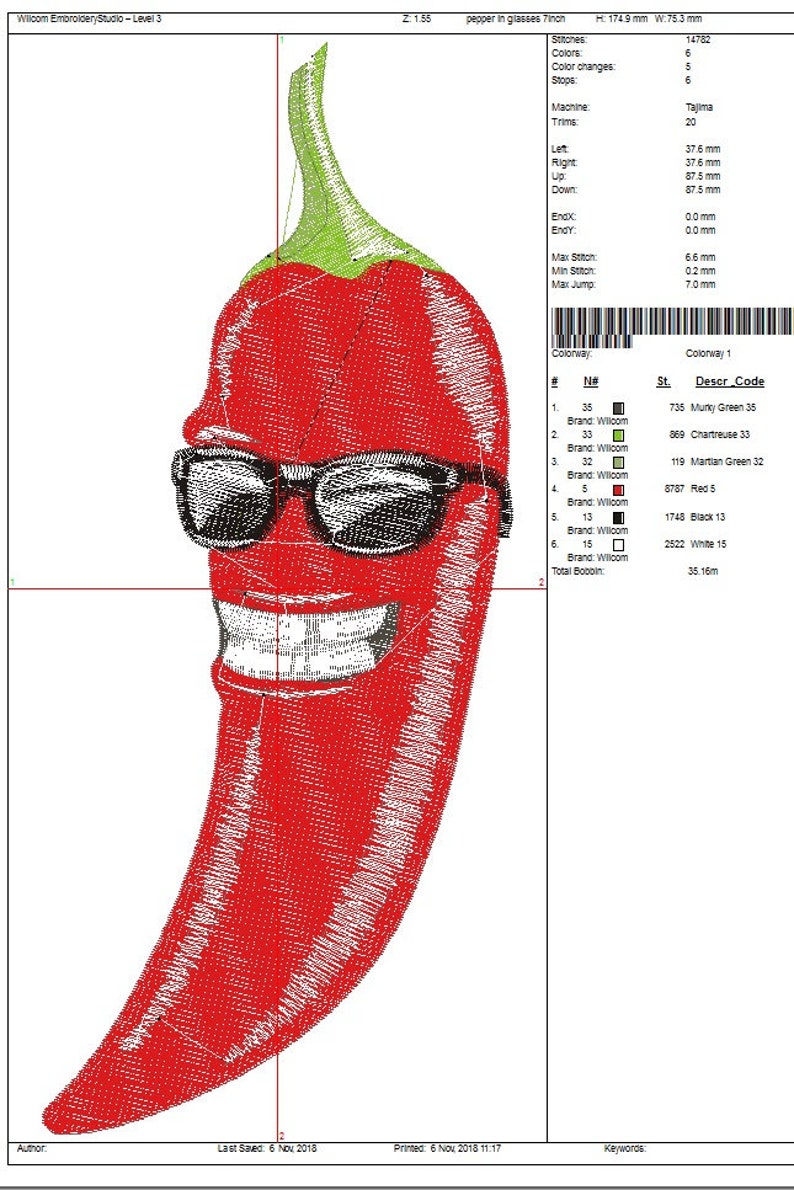 Hot Red Chili Pepper in Glasses Machine Embroidery Designs 5 - Etsy
