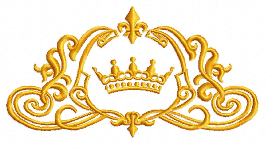 Crown and Floral Pattern Machine Embroidery Design - Etsy