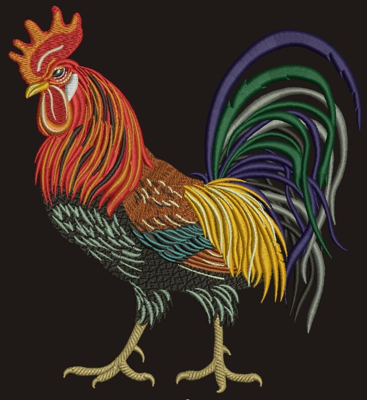 Rooster Machine Embroidery Design | Etsy