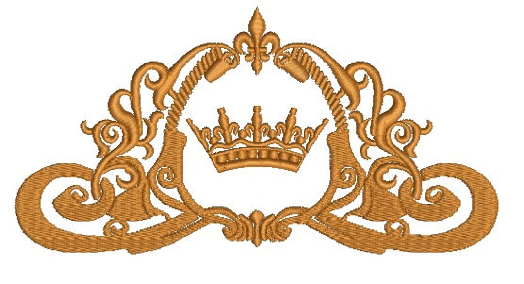Crown and Floral Pattern Machine Embroidery Design - Etsy