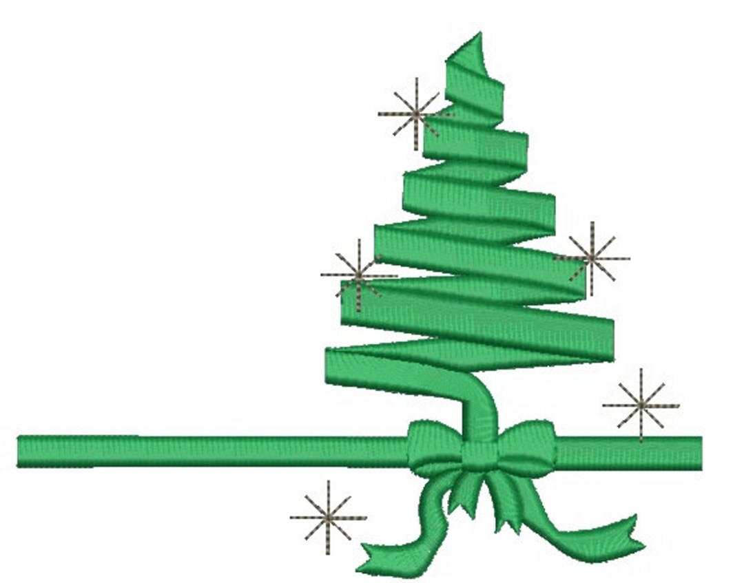 Green Ribbon Christmas Tree - Machine Embroidery Design - Etsy
