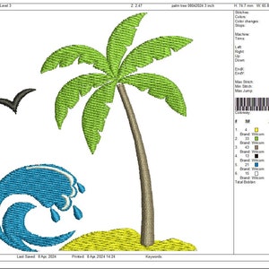 Palm Tree Tropical Island Embroidery Design Instantly Download - Etsy