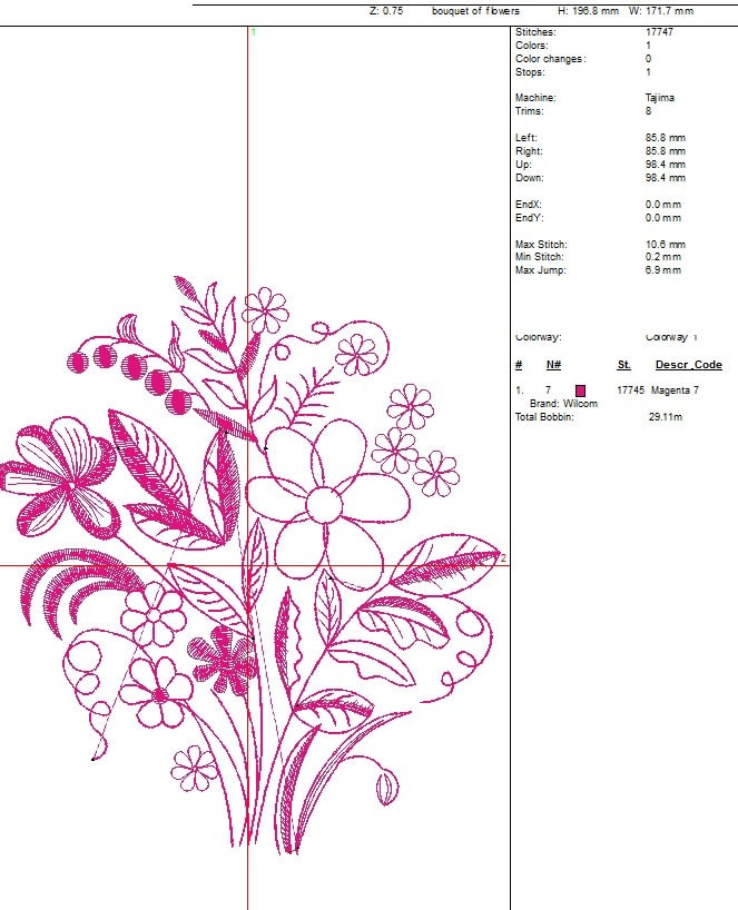 Bouquet of Flowers Machine Embroidery Design | Etsy